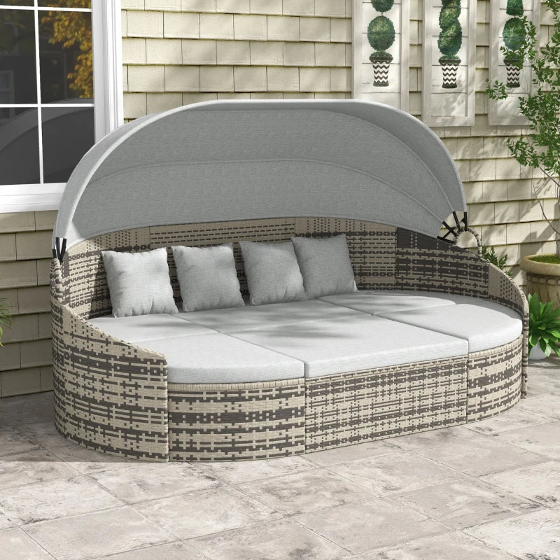 4pc PE Rattan Wicker Canopy Daybed Lounge Outdoor Patio Sofa Conversat ...