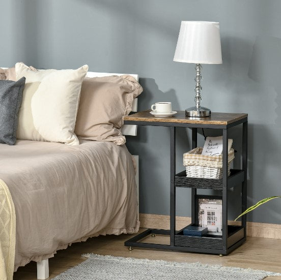 Industrial Side End Table Metal Night Stand w Storage, Bedroom Living ...