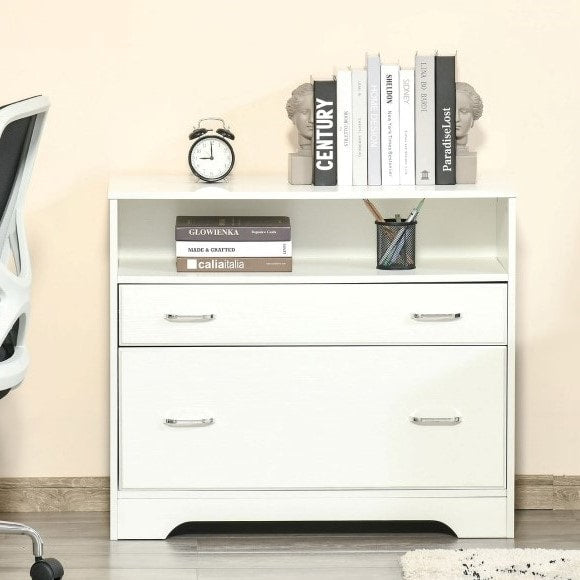 Lateral Letter-Size Filing Storage Cabinet w/ Drawer, Shelf for Home O ...
