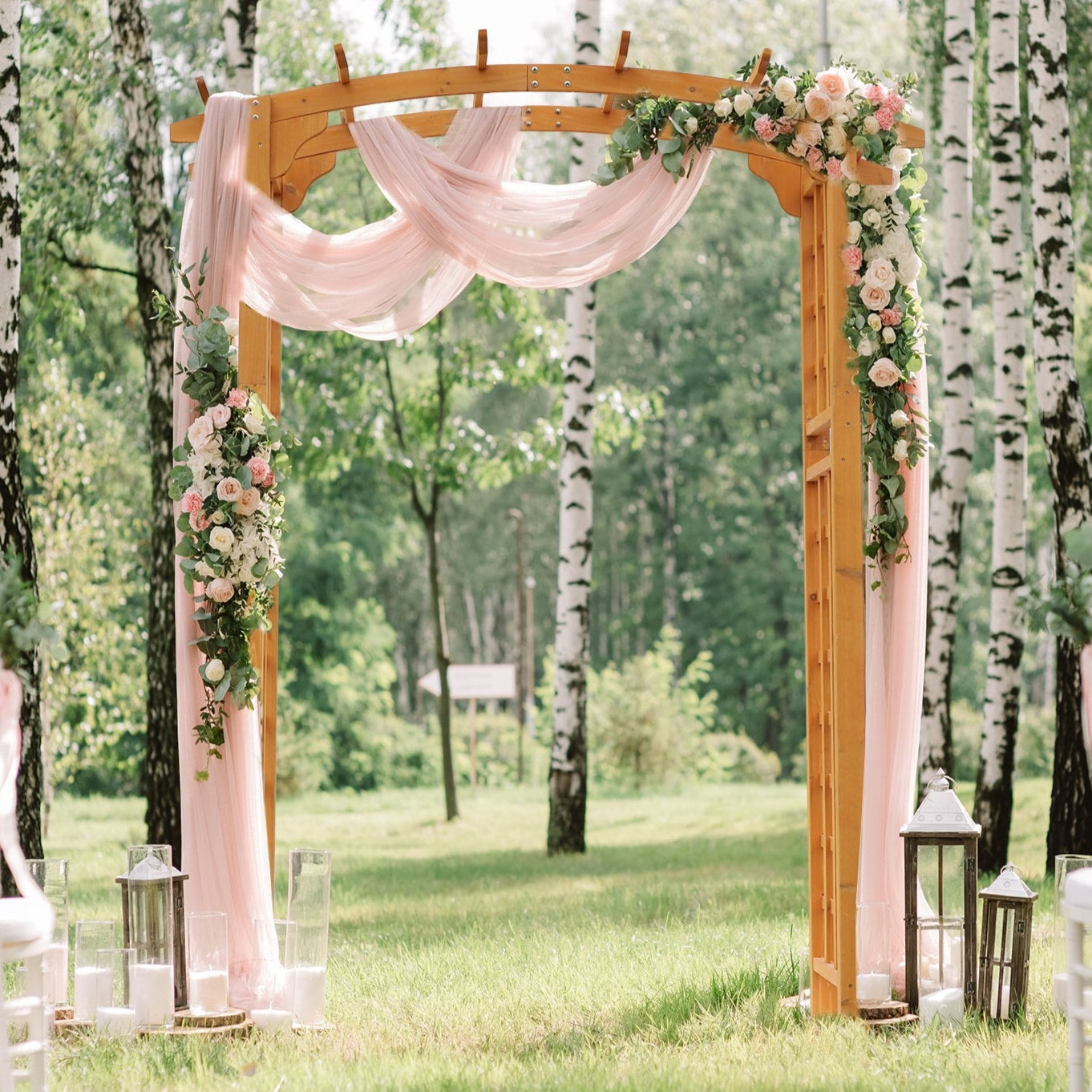 7.5ft Decorative Wooden Curved Arbor Arch Pergola Trellis for Garden Y ...